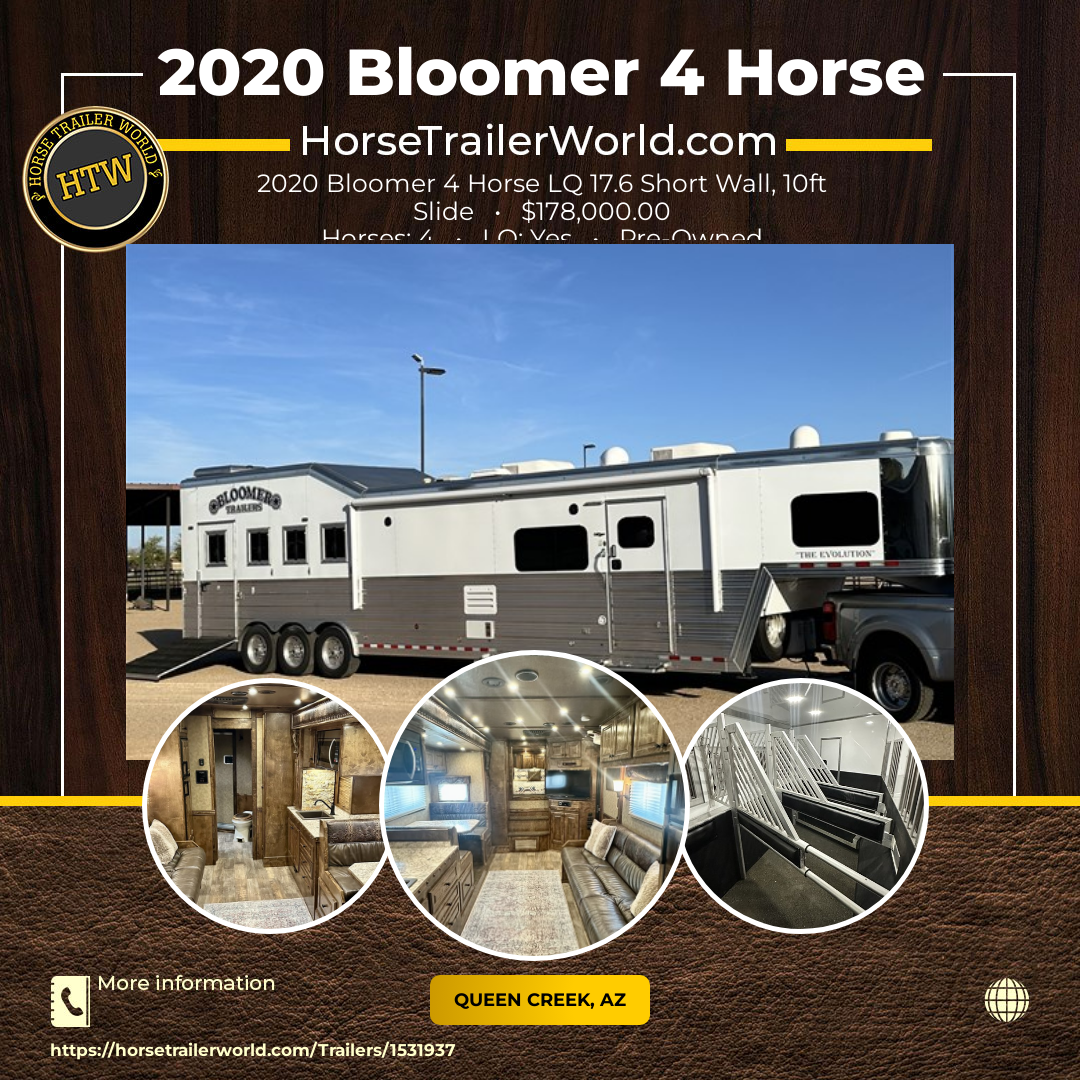 2020 Bloomer 4 Horse LQ 17.6 short wall, 10ft slide