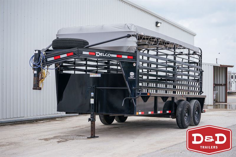 2022 Delco Trailers 16 Ft Stock Trailer With Canvas Top